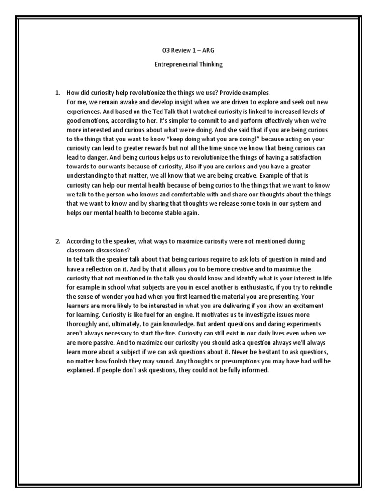 03 Review 1 - ARG - ENTREP MIND' | PDF | Curiosity | Thought
