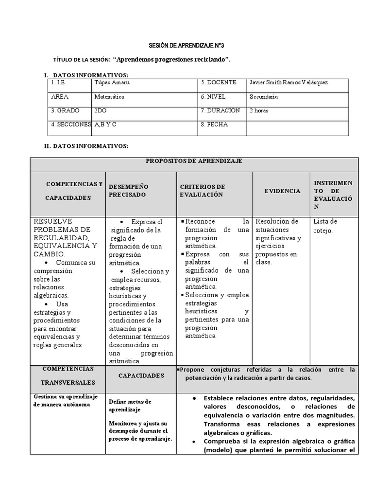 Progresiones y Reciclaje en Clase | PDF | Método de enseñanza | Aprendizaje