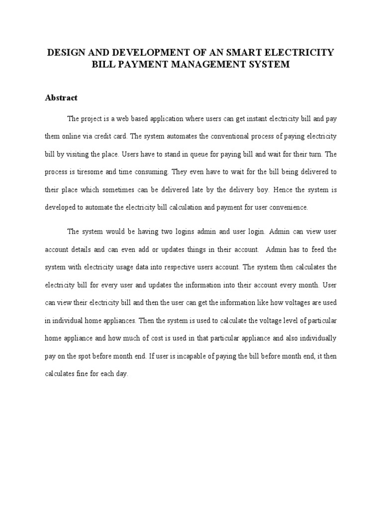 Design and Development of An Smart Electricity Bill Payment Management ...