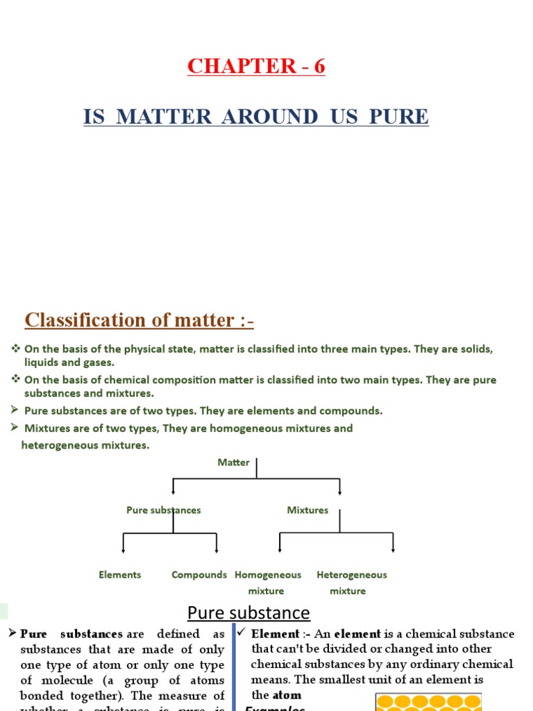 Understanding Matter's Purity | PDF | Mixture | Chemical Substances