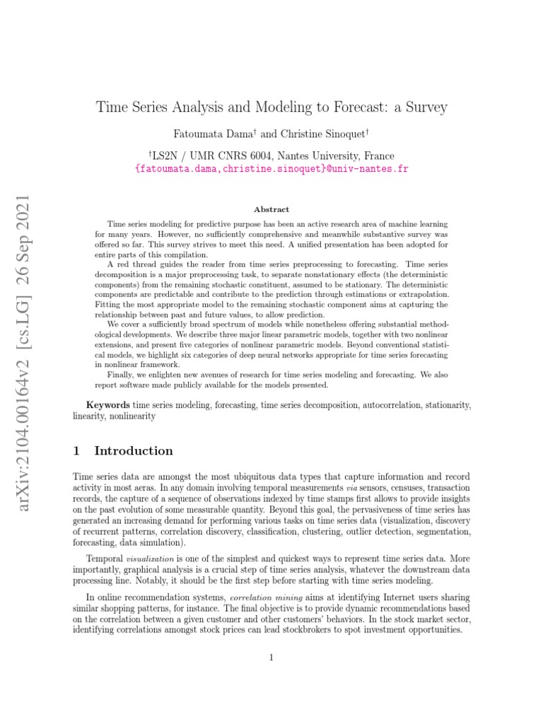 Time Series Analysis and Forecasting Survey | PDF | Stationary Process | Time Series