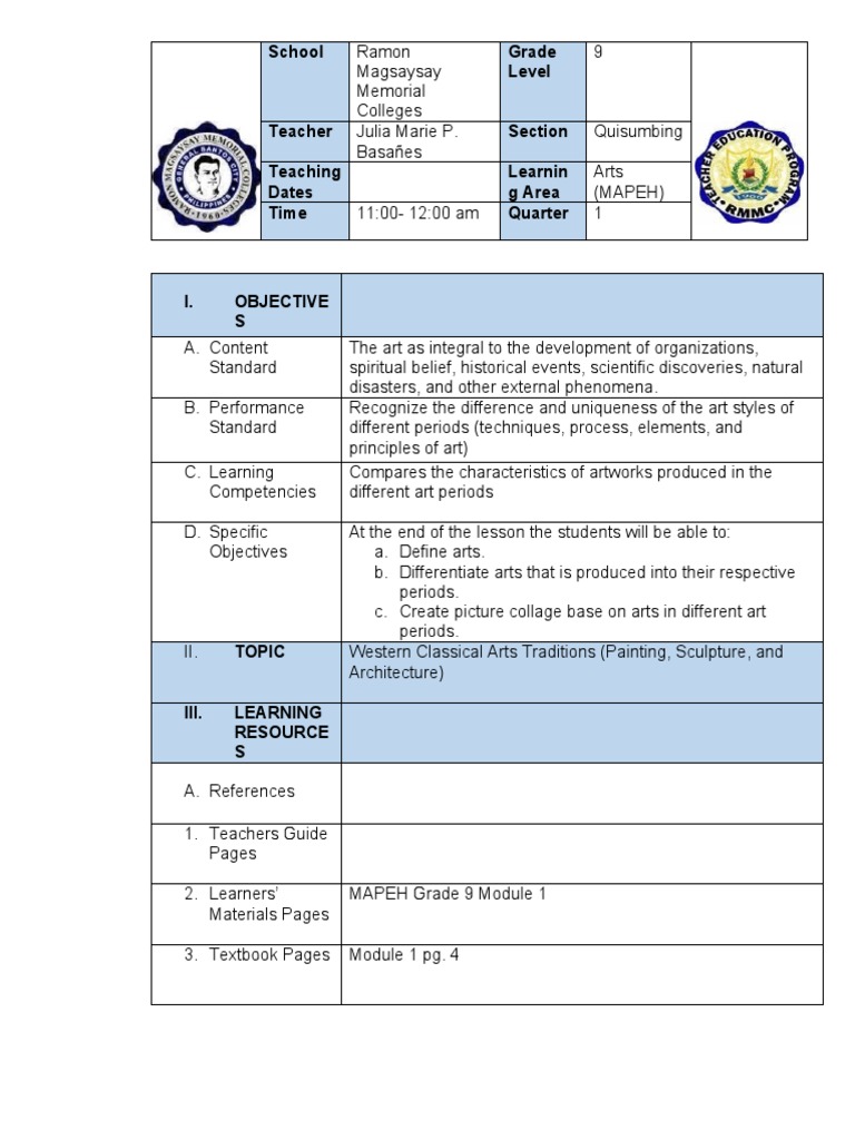 Lesson Plan | Download Free PDF | Sculpture | Paintings