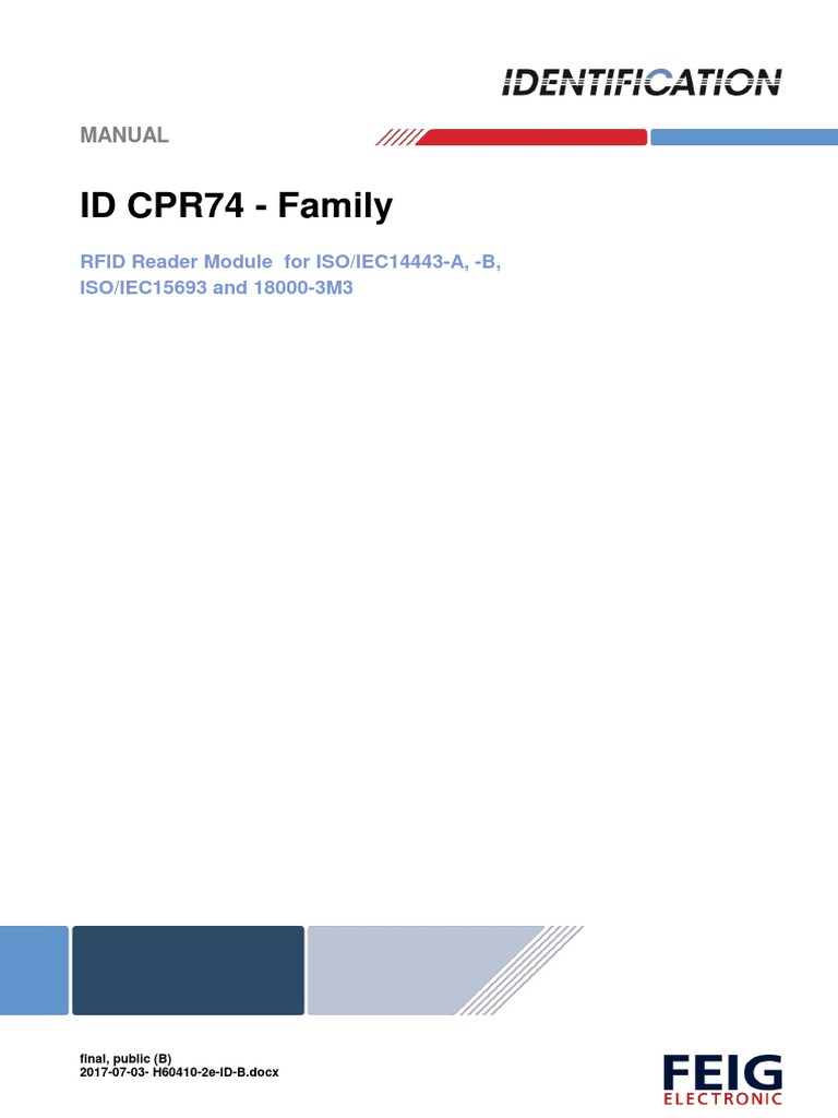 ID CPR74 - Family: Manual | PDF | Emv | Radio Frequency Identification