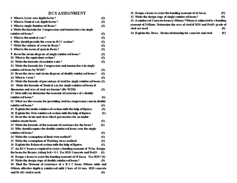 Dcs Assignment | PDF | Beam (Structure) | Bending