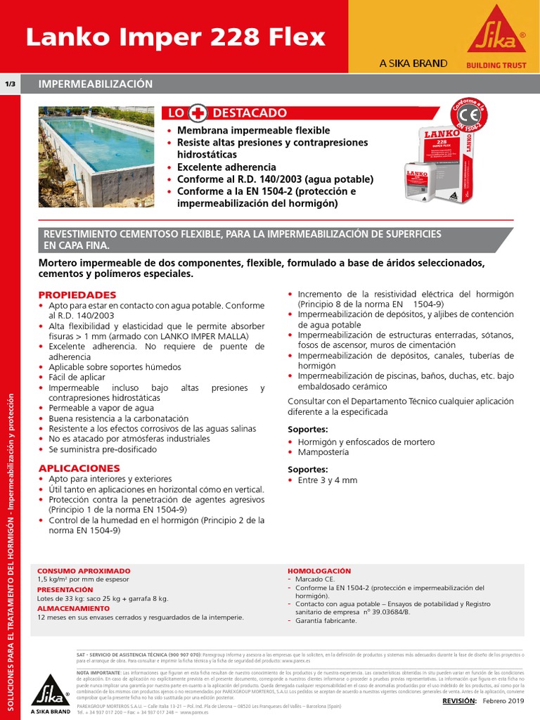 Lanko 228 Imper Flex | PDF | Hormigón | Agua