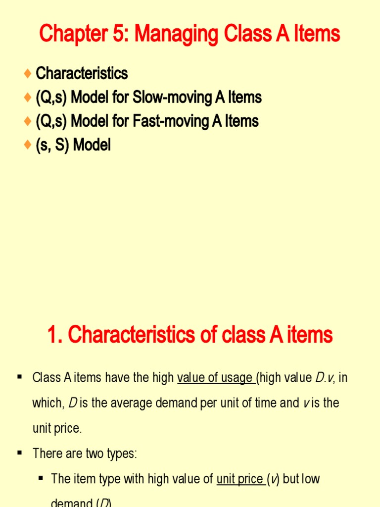 Chapter 5 - Managing Class A Items | PDF | Inventory | Prices