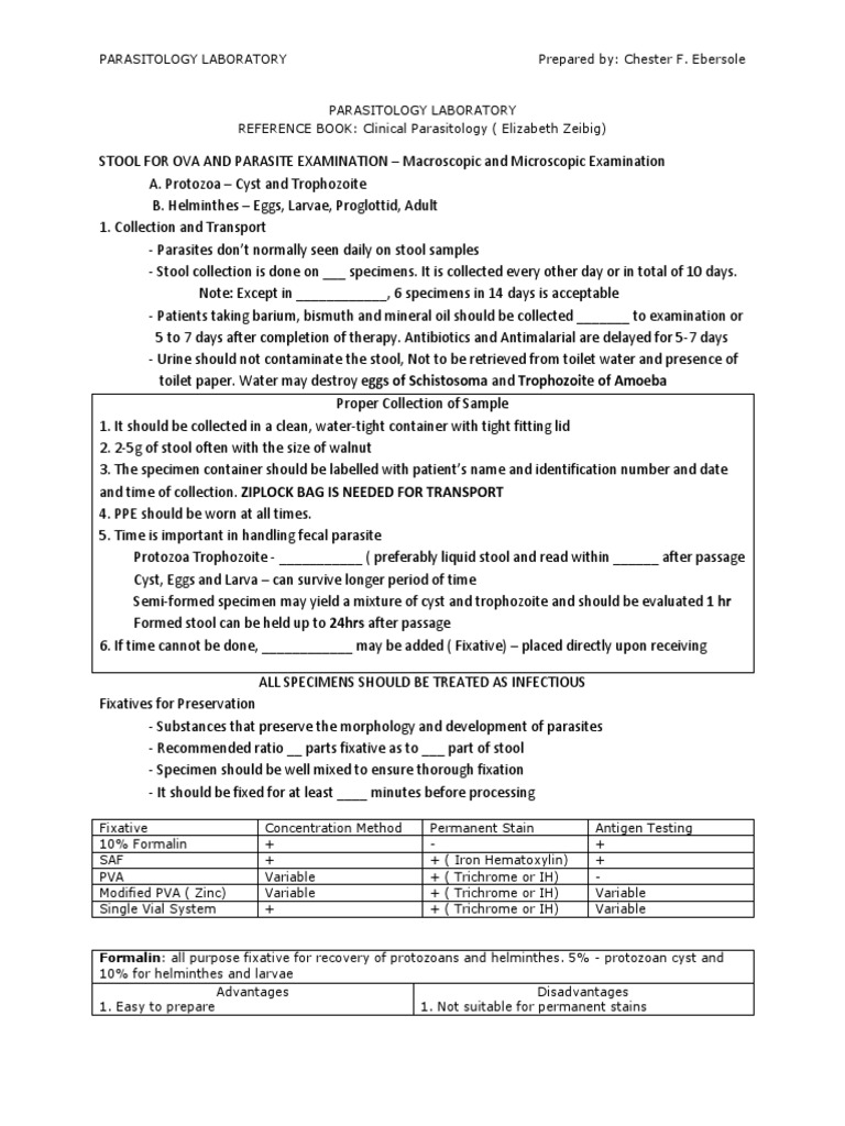 Parasitology Laboratory 2020 | PDF