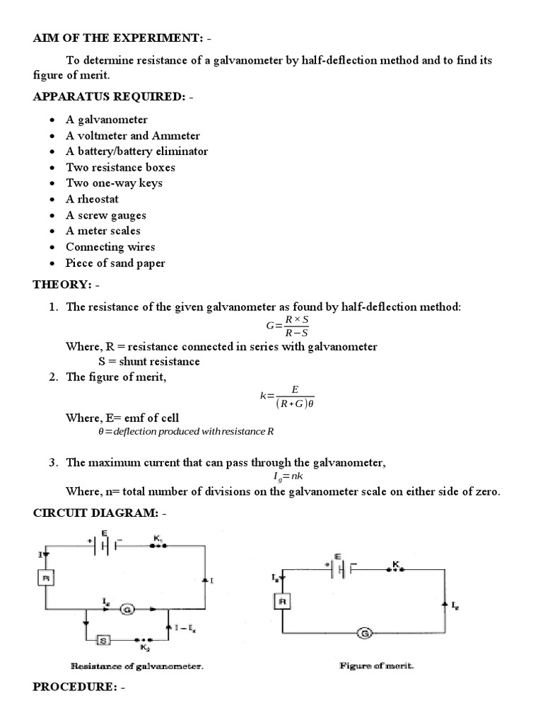 Half Deflection of Galvanometer | PDF | Electrical Engineering ...