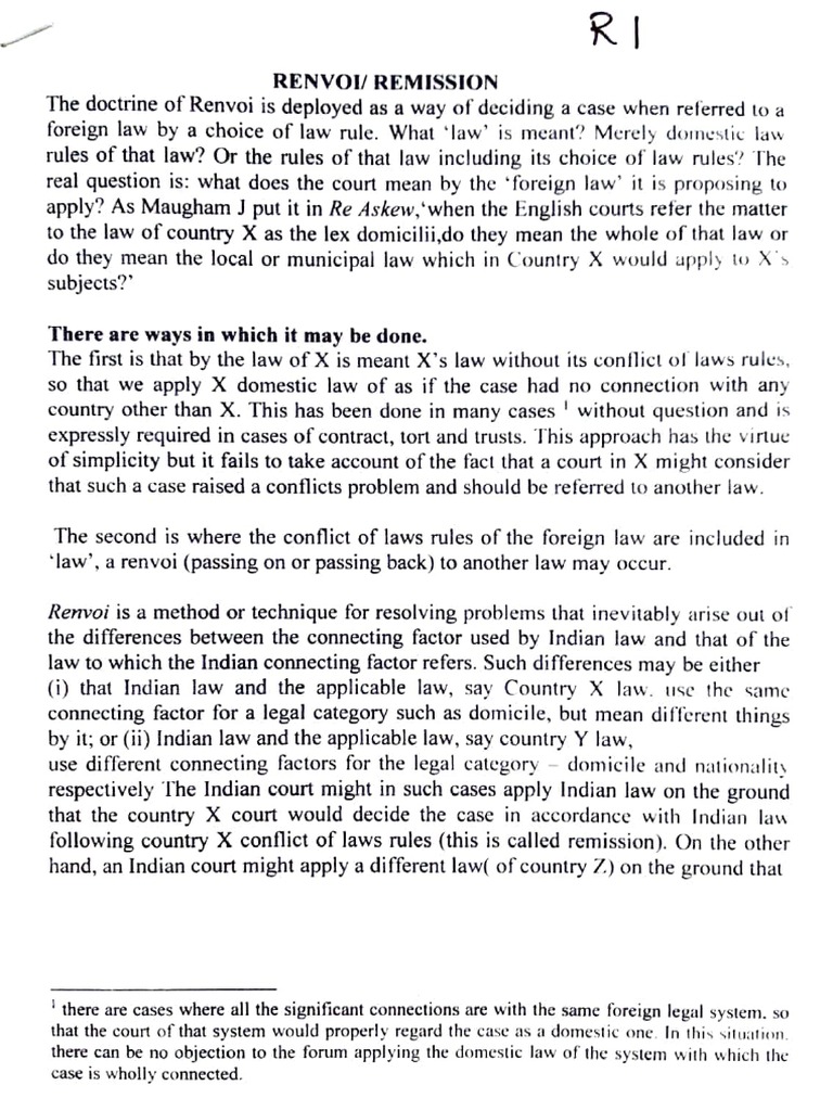 Understanding the Doctrine of Renvoi | PDF | Choice Of Law | Private Law