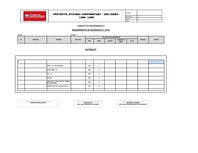 Req Mat - #0018 - Materiales | PDF