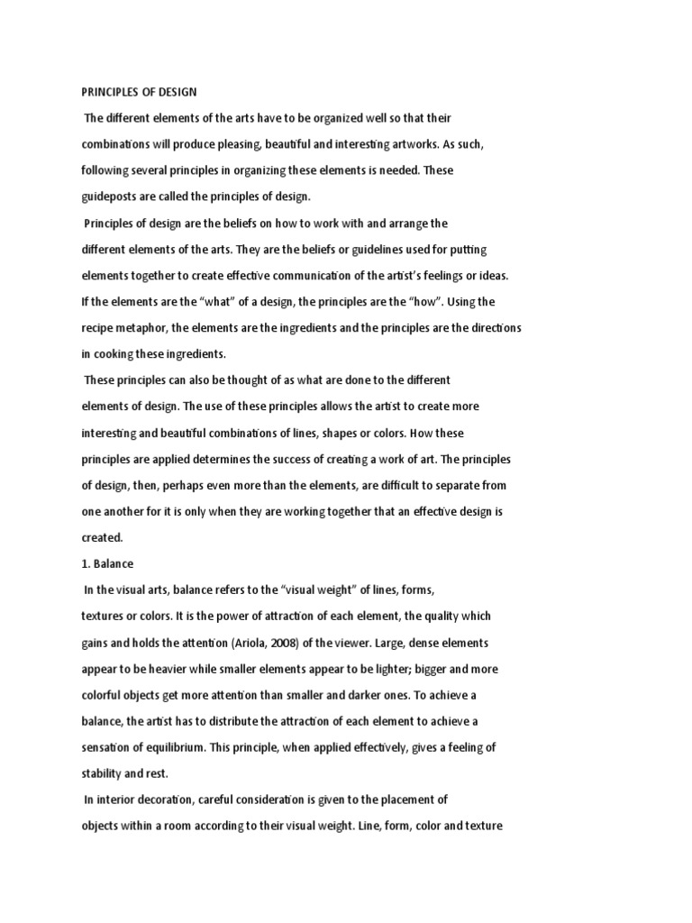 Principles of Design | PDF | Composition (Visual Arts) | Symmetry