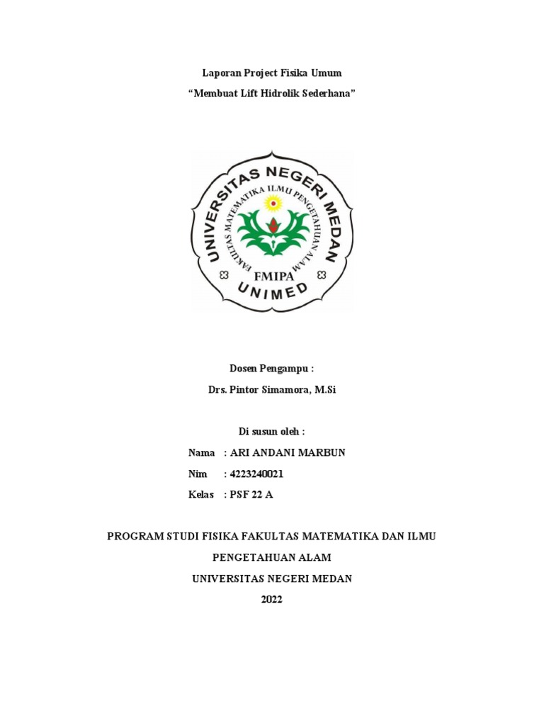 Lift Hidrolik Sederhana: Proyek Fisika | PDF