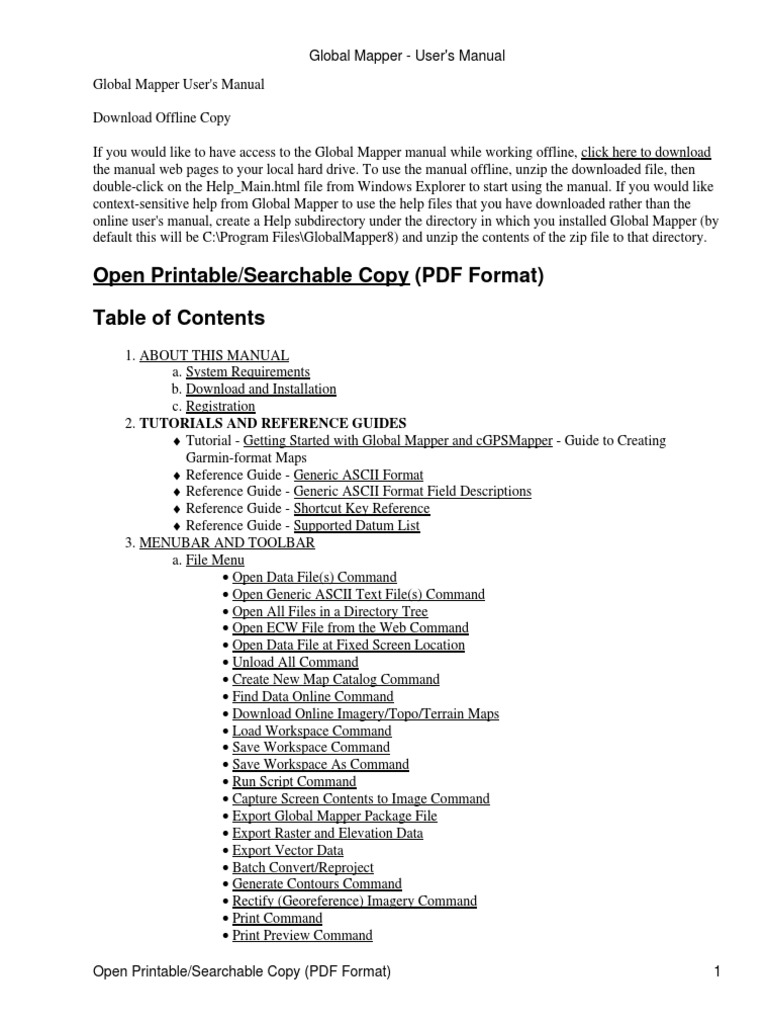 Global Mapper Help Pdf World Wide Web Internet And Web 