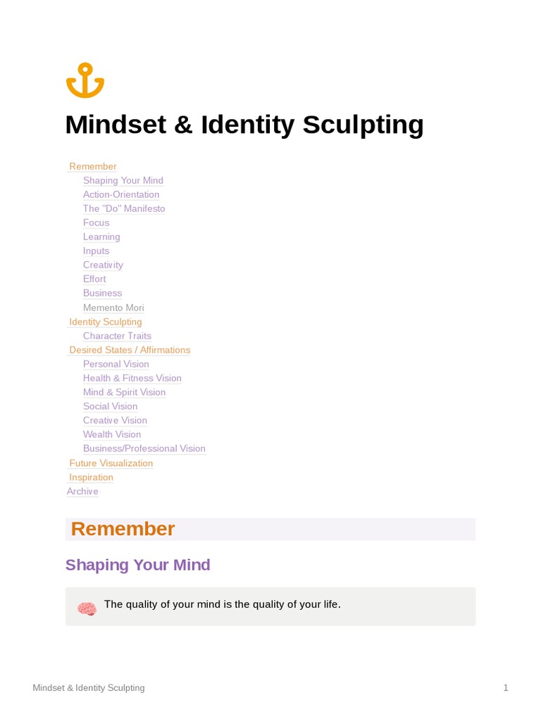 Mindset Identity Sculpting | PDF
