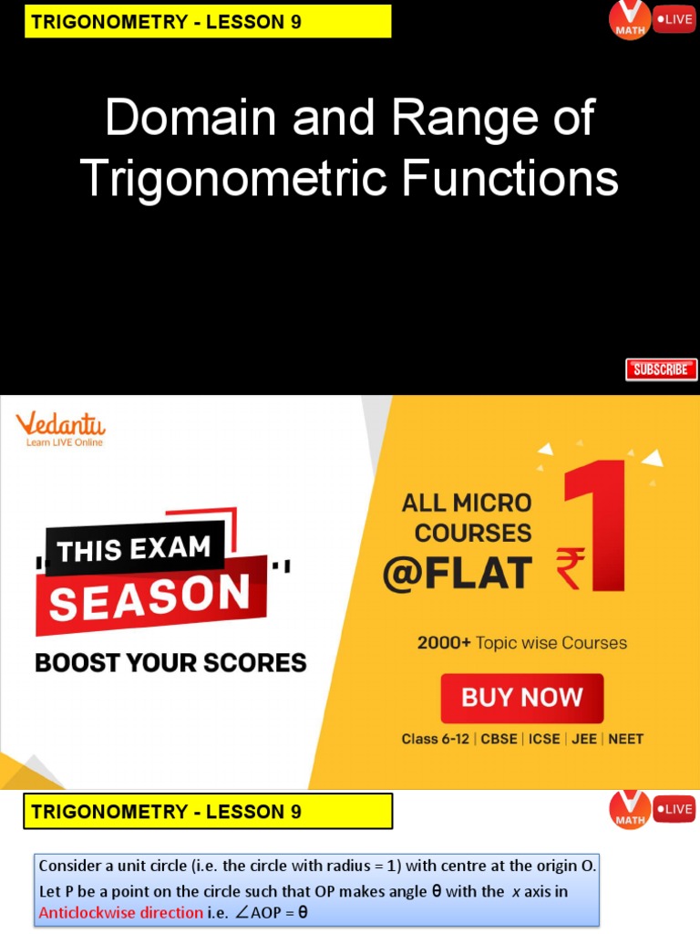 Domain and Range of Trigonometric Functions | PDF | Trigonometric Functions | Trigonometry