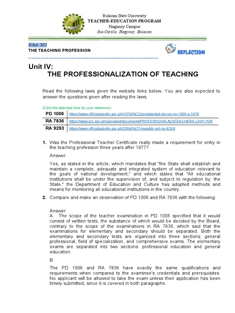 Teaching Profession Laws Analysis | PDF | Test (Assessment) | Teachers