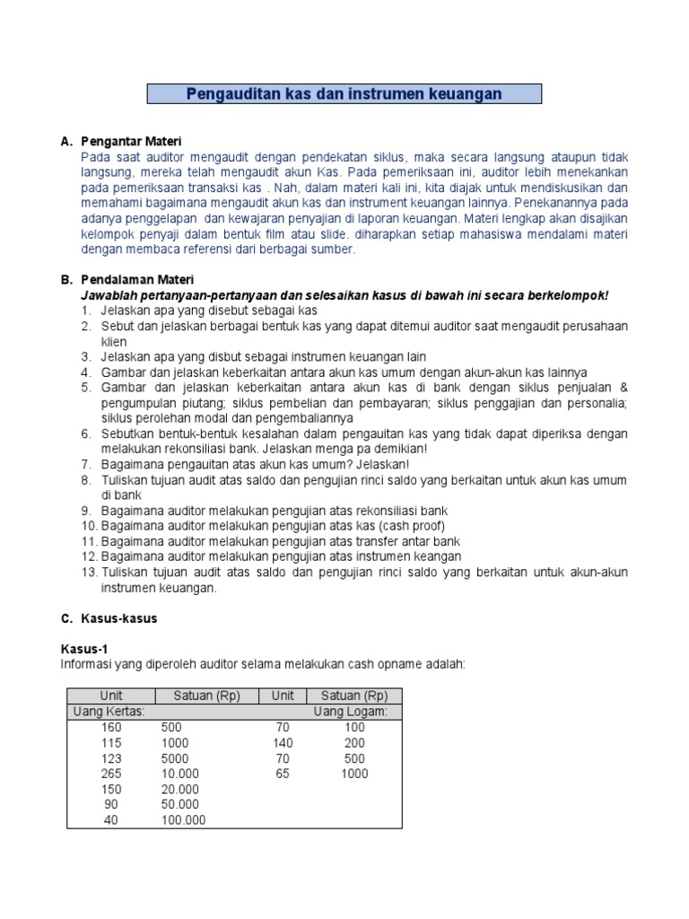 Audit Kas Dan Instrumen Keuangan 22 | PDF