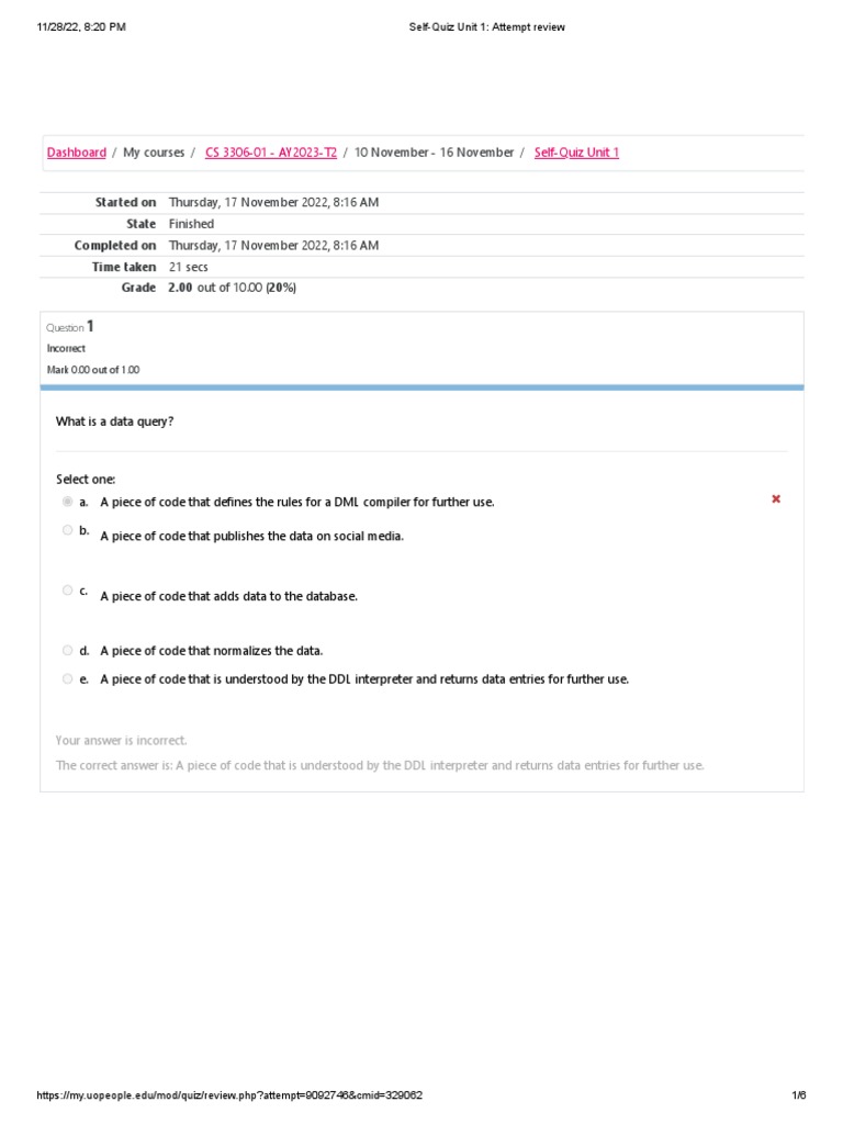 Self-Quiz Unit 1 - Attempt Review3 | PDF | Computers