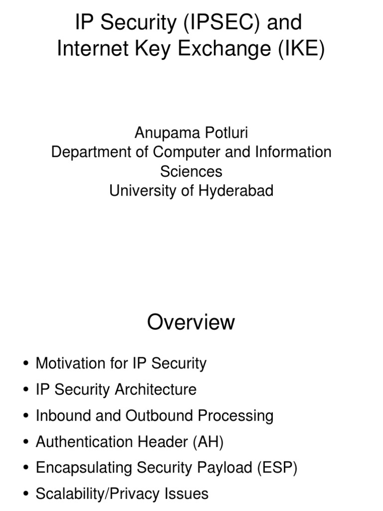 IP Security (IPSEC) and Internet Key Exchange (IKE) | PDF | Internet ...