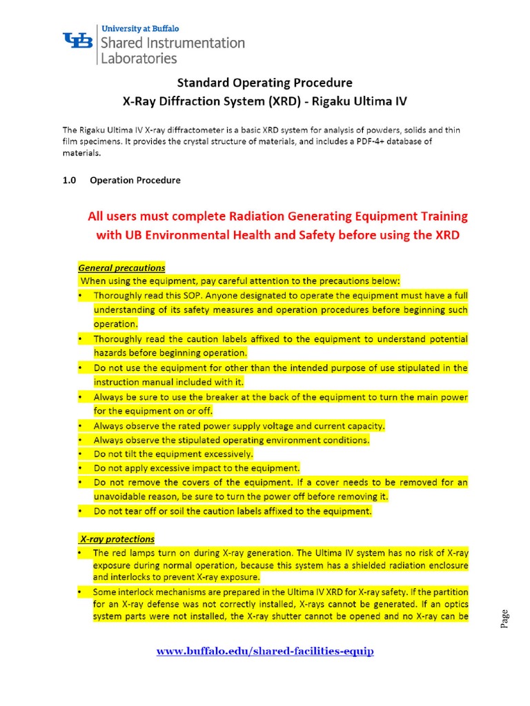 Standard Operating Procedure X-Ray Diff.. | PDF