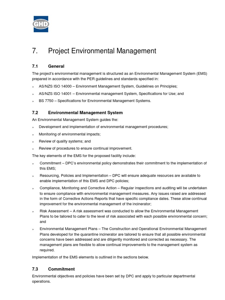 Project Environmental Management: 7.1 General | PDF | Dangerous Goods | Waste Management