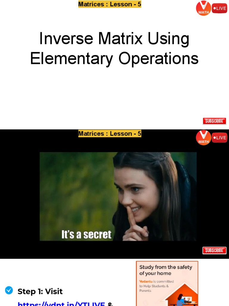 Elementary Transformation - Expected Questions of Matrices | PDF ...