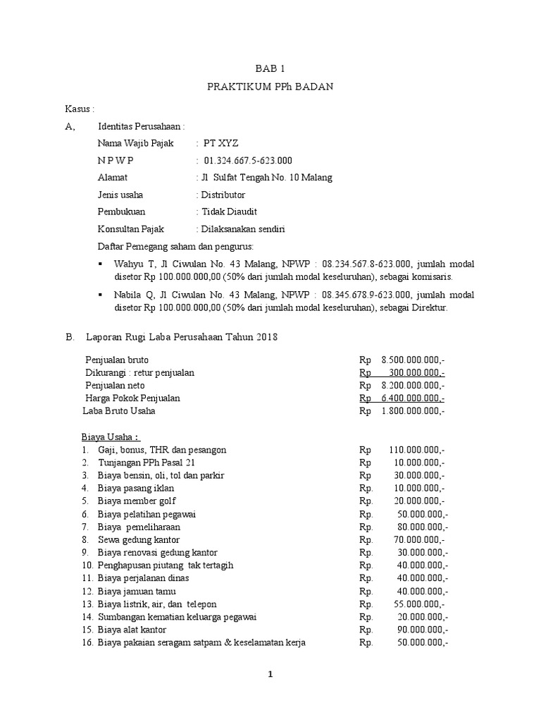 Latihan Soal Rekonsiliasi Fiskal Pdf