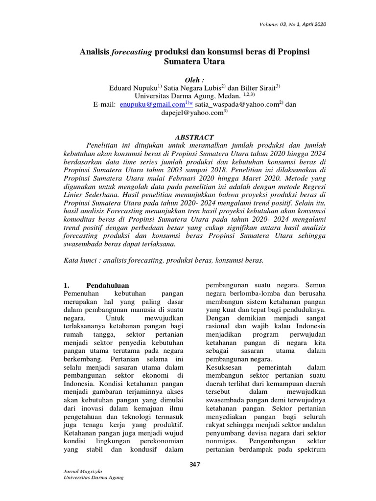 Produksi Dan Konsumsi Beras Sumut | PDF