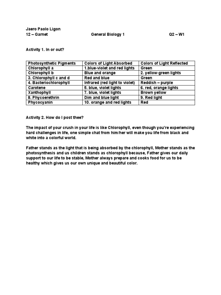 Gen - Bio (Q2 Week 1) | PDF | Wellness