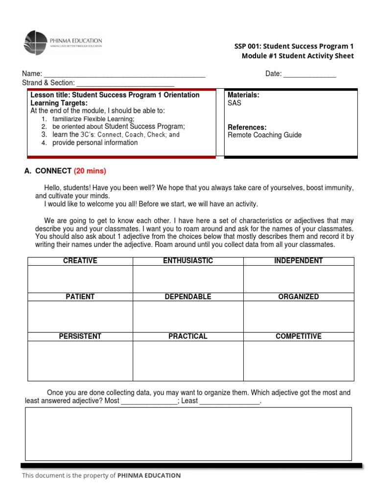 SSP 001 - 1 - Orientation SAS | PDF | Teaching | Learning