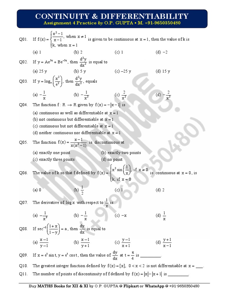 A4P-Continuity & Differentiability | PDF | Mathematical Relations | Functions And Mappings