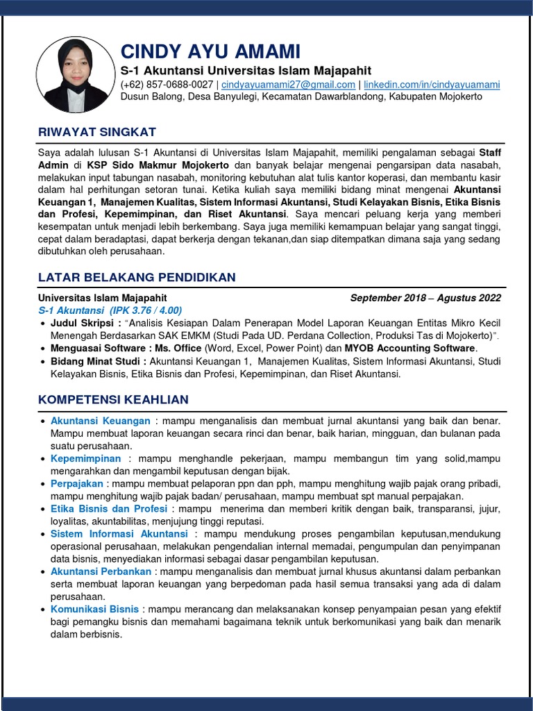 CV Cindy Ayu Amami | PDF | Bisnis | Pengelolaan Keuangan & Uang