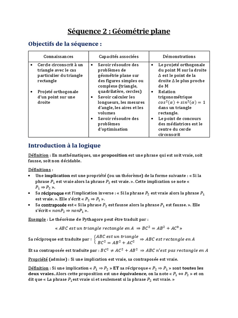 Cours - Géométrie Plane | PDF