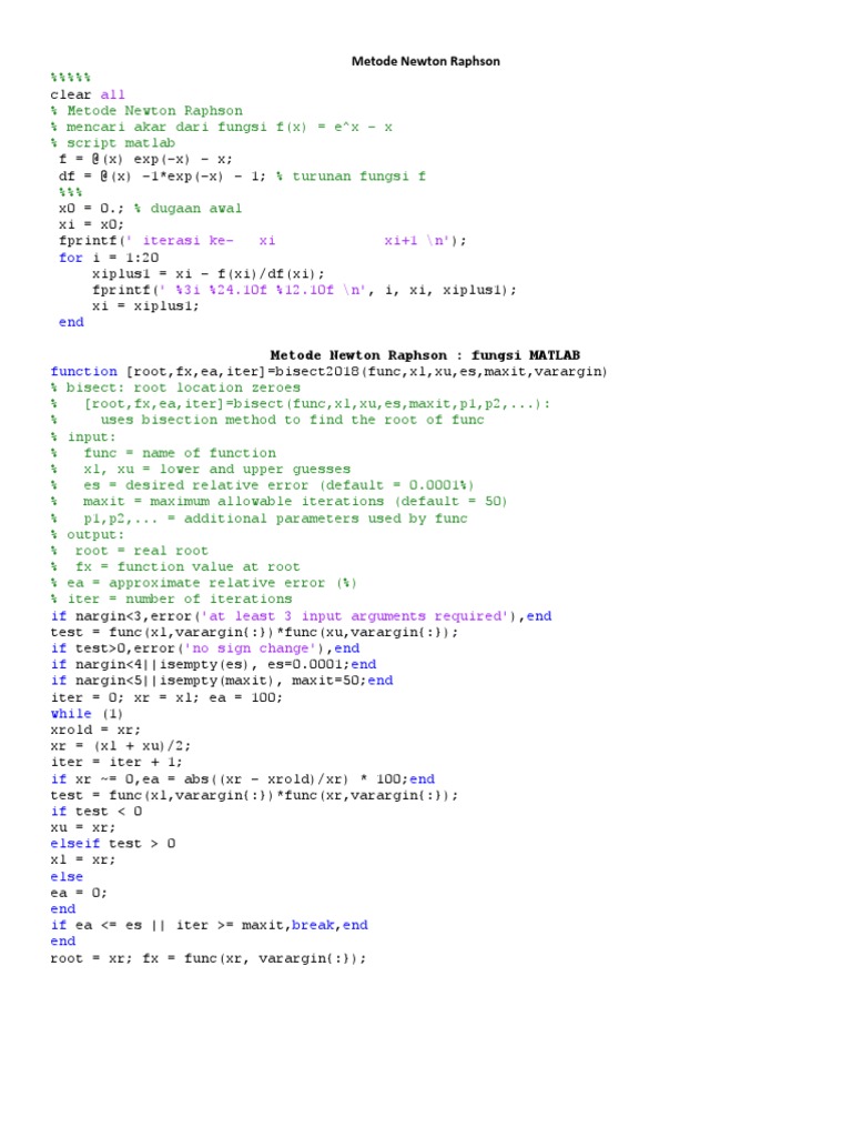 Metode Newton-Raphson Metode Numerik 2020 | PDF