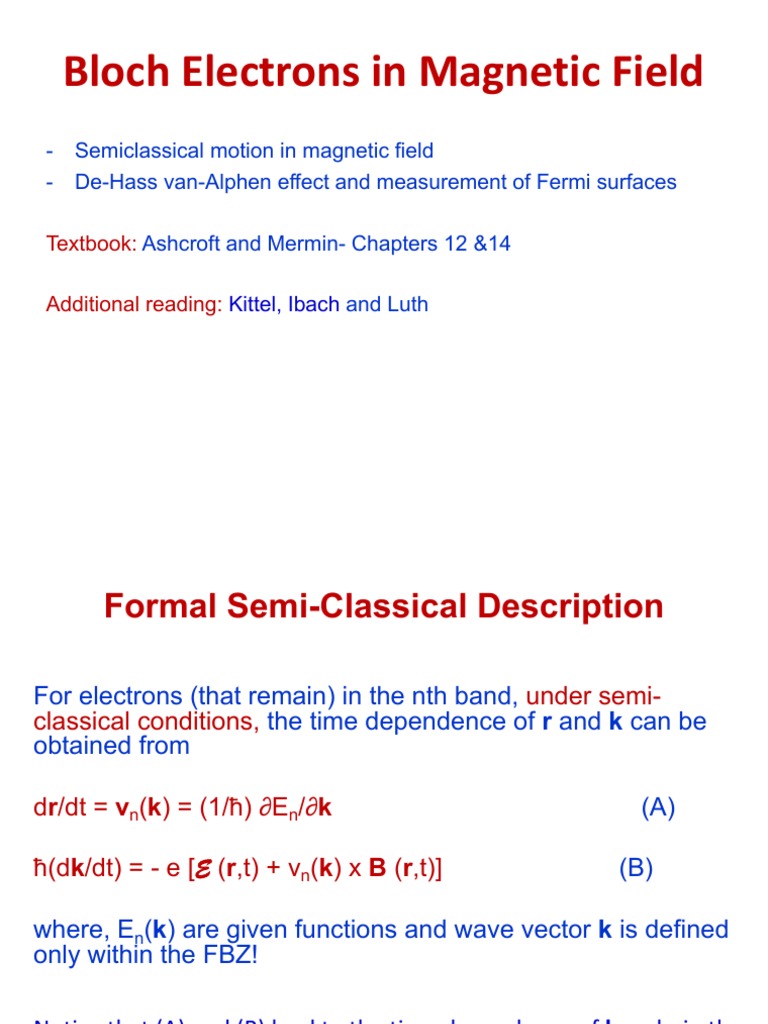 Bloch Electrons in Magnetic Field | Download Free PDF | Magnetic Field | Electron