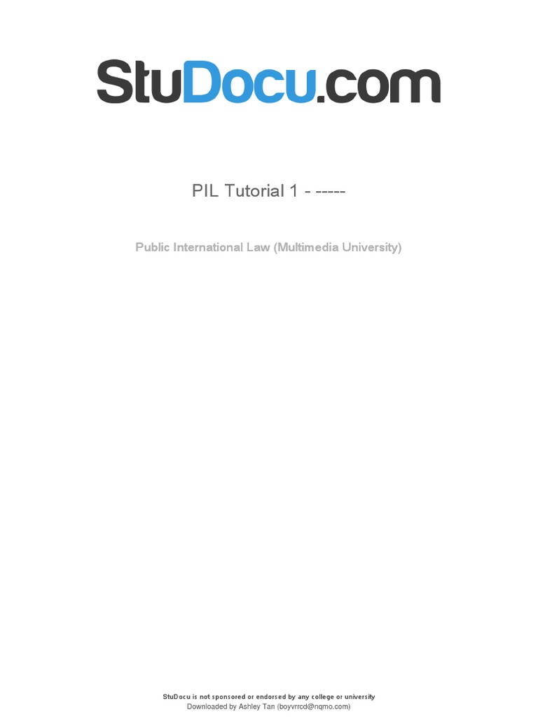 Pil Tutorial 1 | PDF | International Law | Treaty