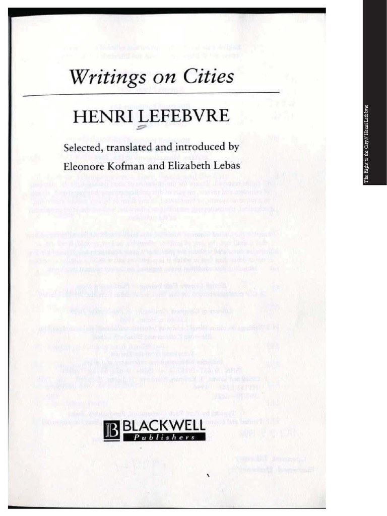 The Right to the City by Lefebvre | PDF