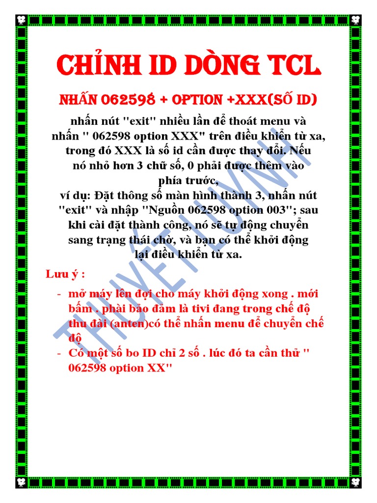 CHỈNH ID DÒNG TCL | PDF