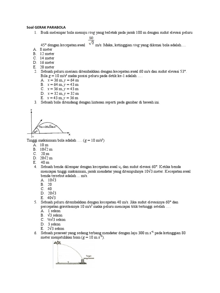 Soal GERAK PARABOLA | PDF