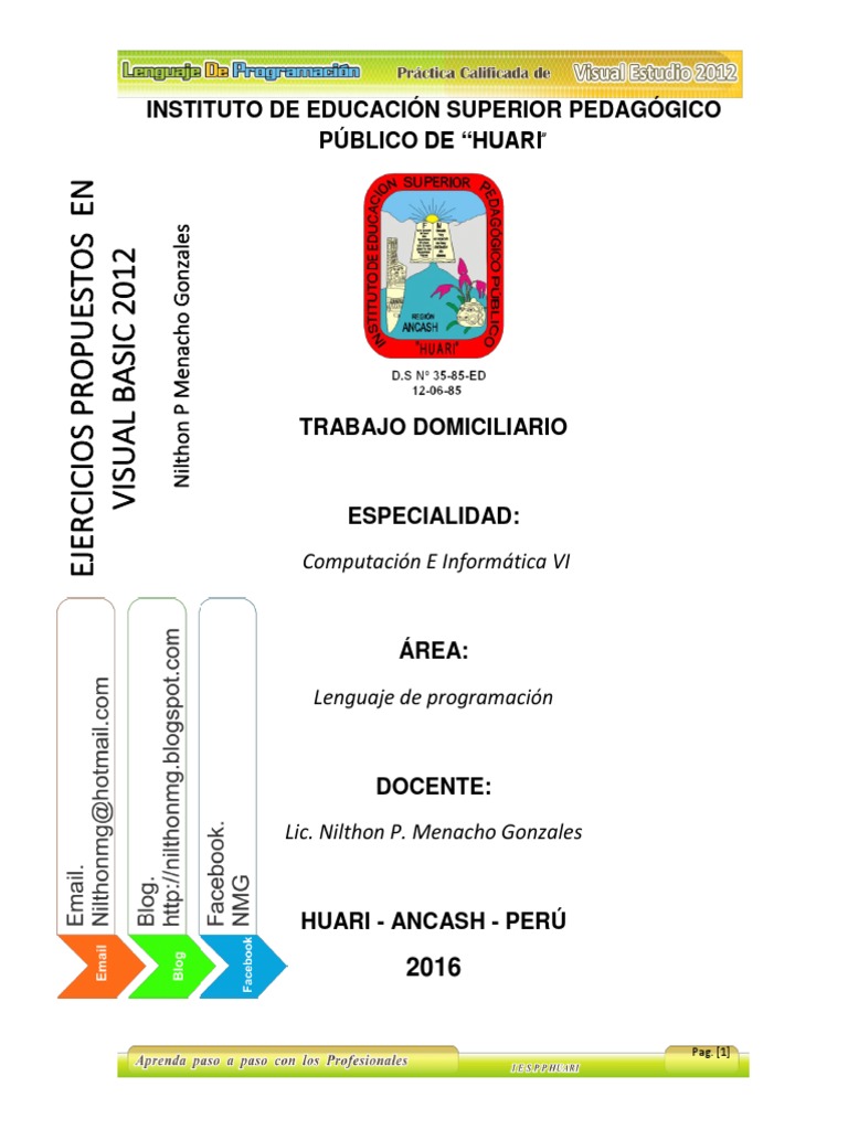 Ejercicios de Visual Basic 2012 | PDF | Básico | Informática