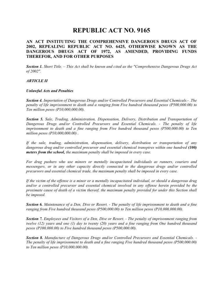 Republic Act No 9165 | PDF | Probation | Criminal Justice