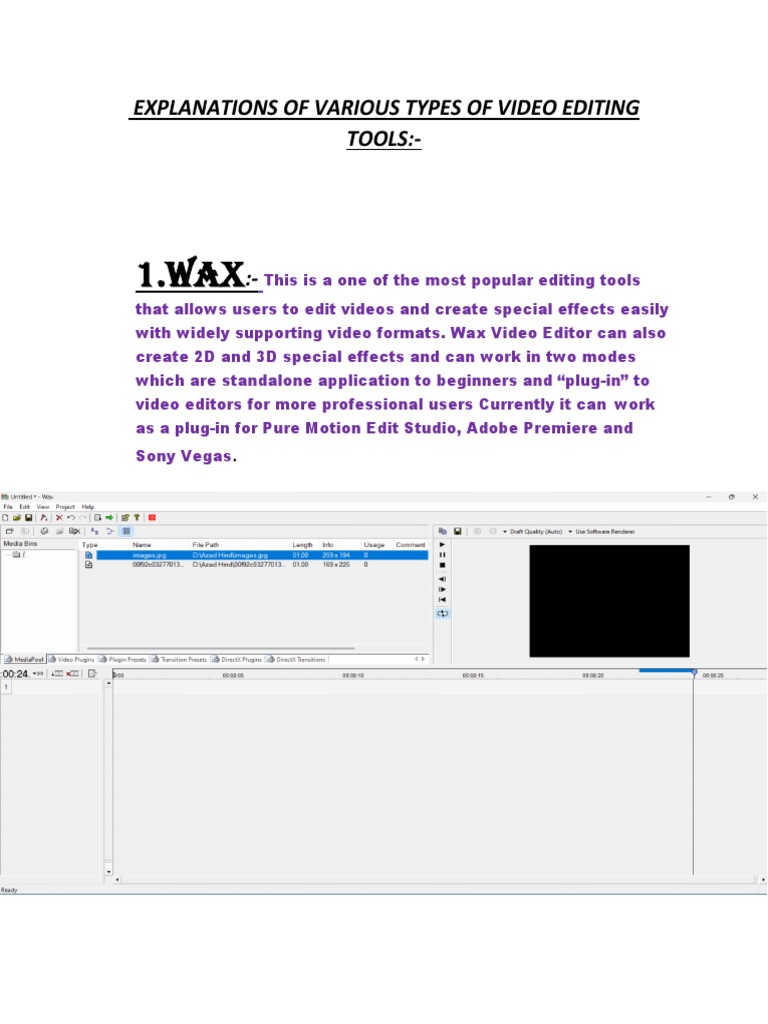 Explanations of Various Types of Video Editing Tools | PDF | 3 D ...