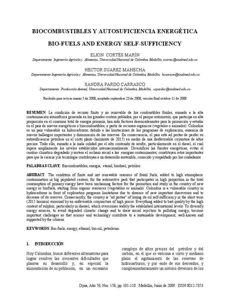 Biocombustibles y Energía Sostenible en Colombia | PDF | Biocombustible ...