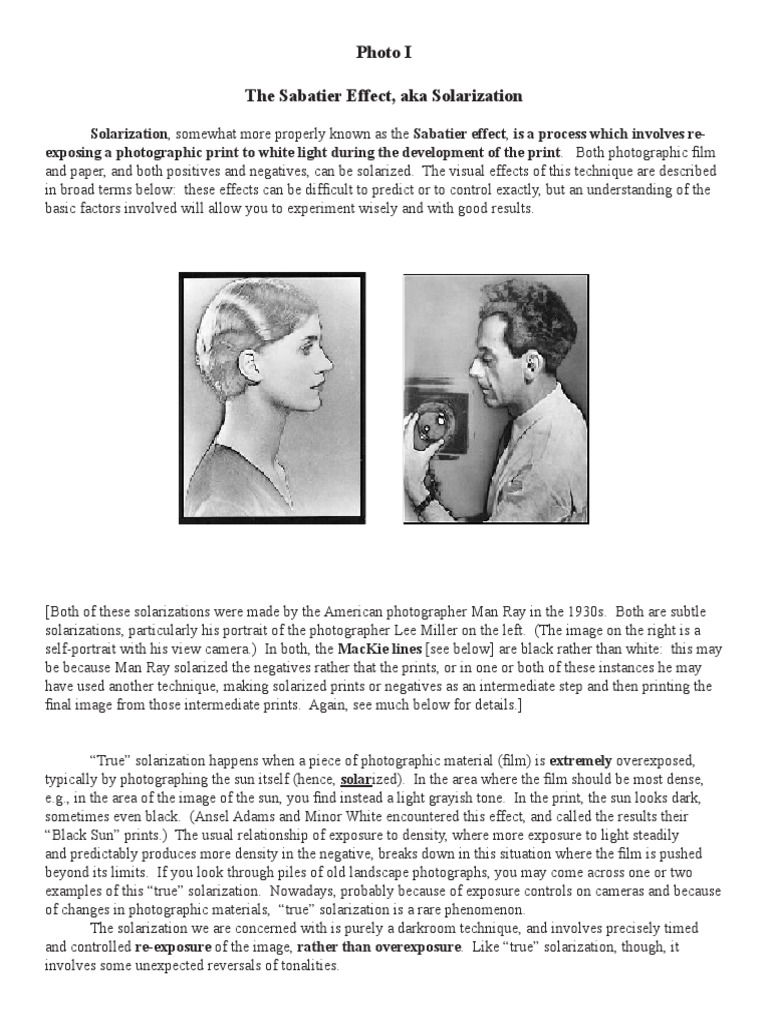 Photo I The Sabatier Effect, Aka Solarization | PDF | Exposure ...