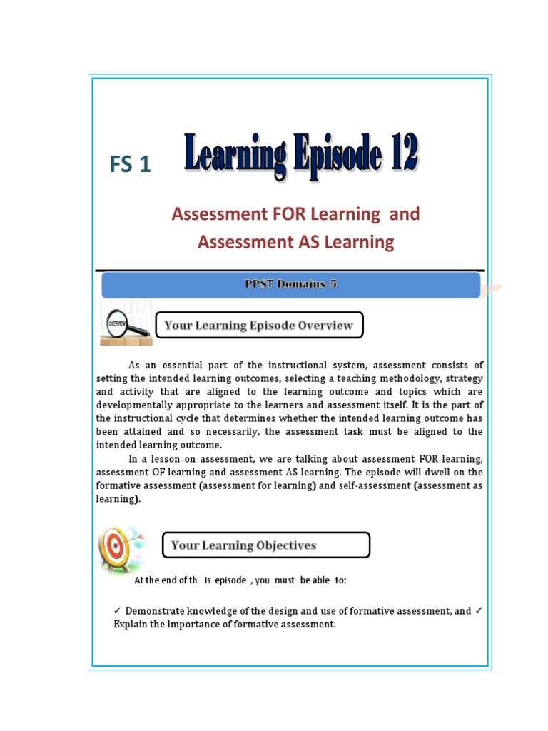 FS1 Episode 12 | PDF | Educational Assessment | Teaching Method