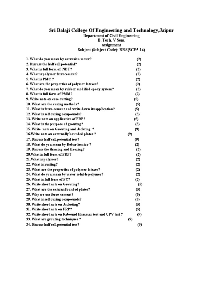 Assignment Rrs | PDF | Materials Science | Building Materials