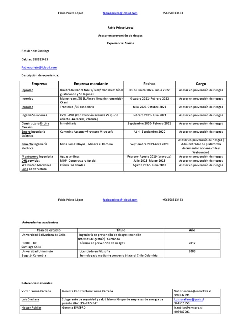 Curriculum Fabio Prieto L. | PDF | Tecnología
