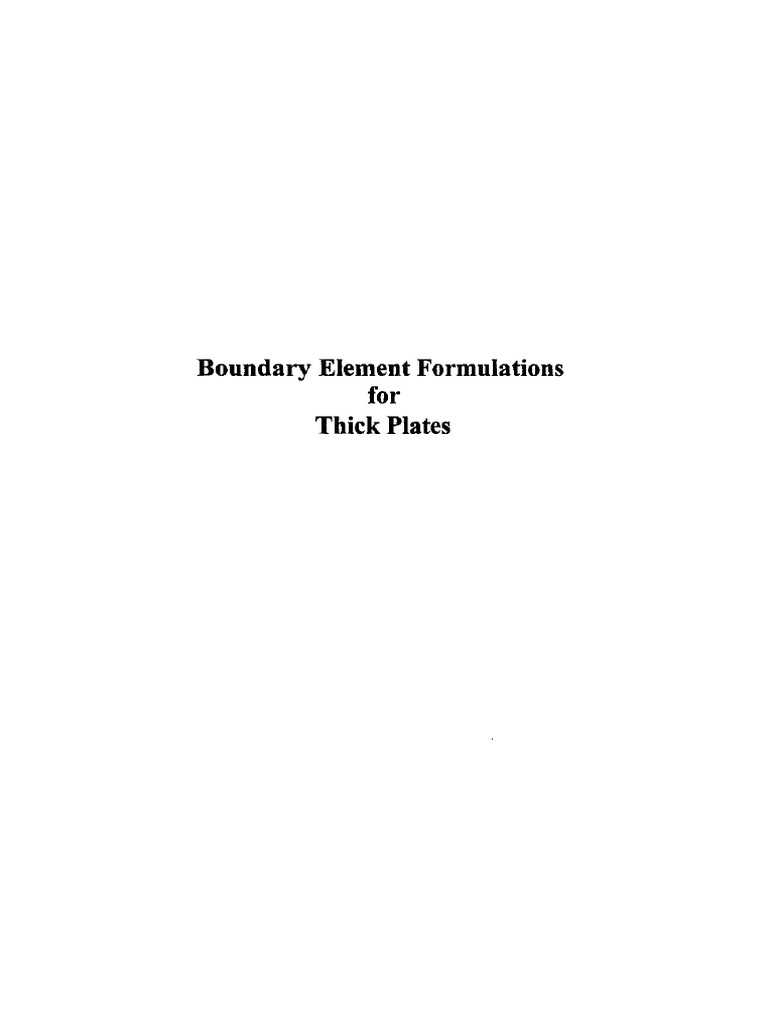 Boundary Element Method For Thick Plates Pdf