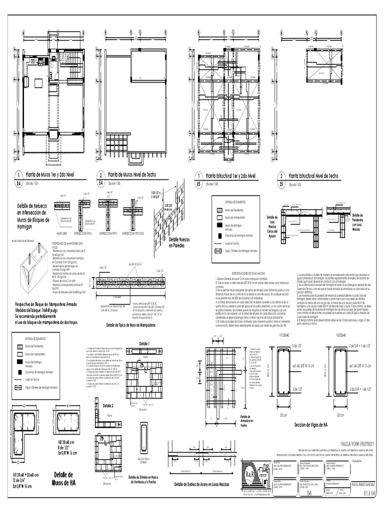 11 Planta de Muros, Estructural y Detalle | PDF | Hormigón | Componentes