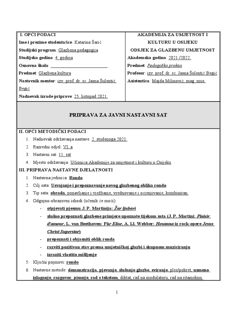 Katarina Šarić - Priprava - Rondo | PDF